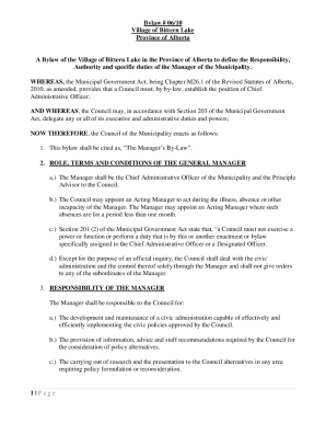 Fillable Online Bylaw # 06/10 Village of Bittern Lake Province of ...