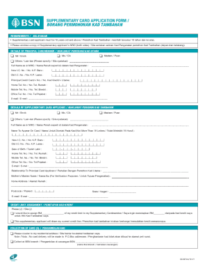 Fillable Online Supplementary Card Application Form / Borang ...