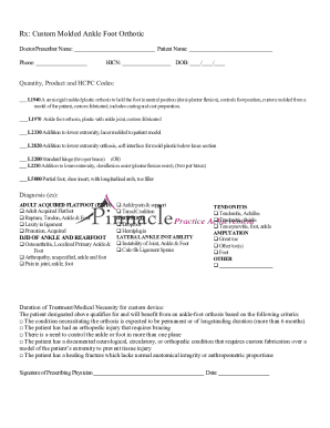 Fillable Online FOOT AND ANKLE PRESCRIPTION FORM - Zero G Brace Fax Email Print - pdfFiller