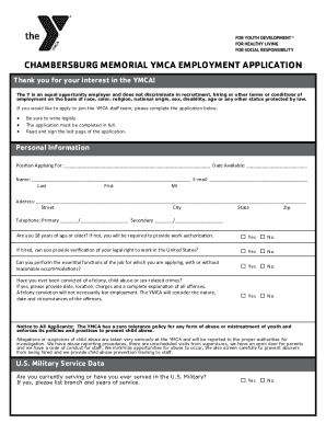 Fillable Online Job Application Survey Form - YMCA Norfolk Fax Email ...