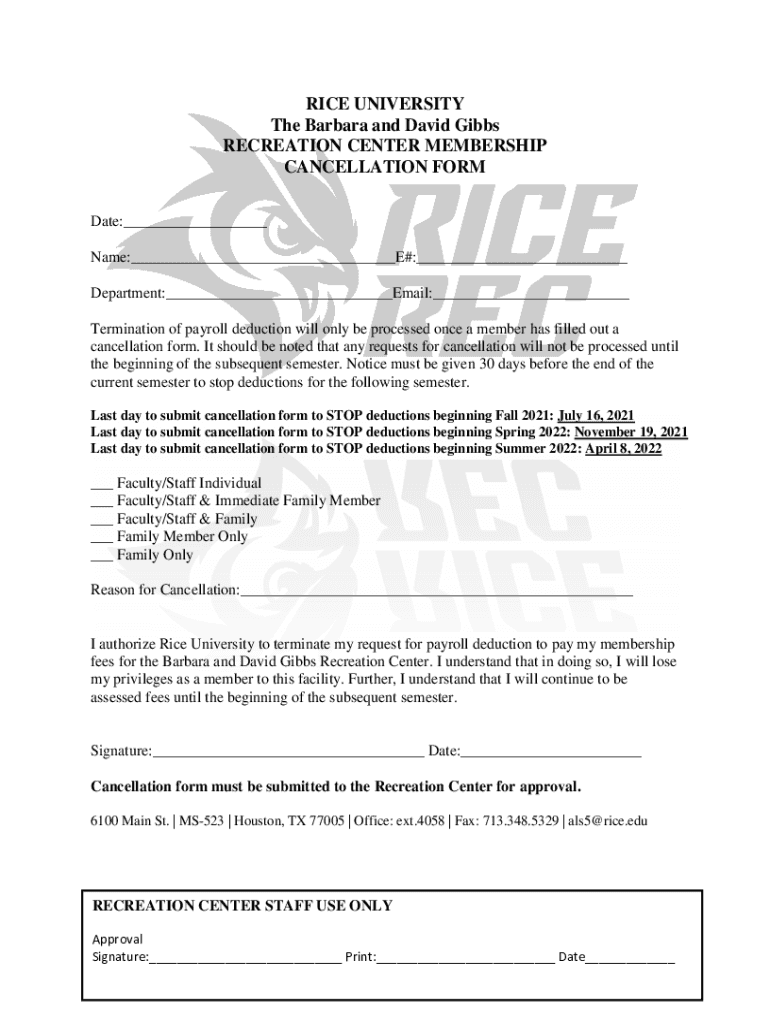Fillable Online Space Request - Rice Recreation Center Fax Email Print - pdfFiller