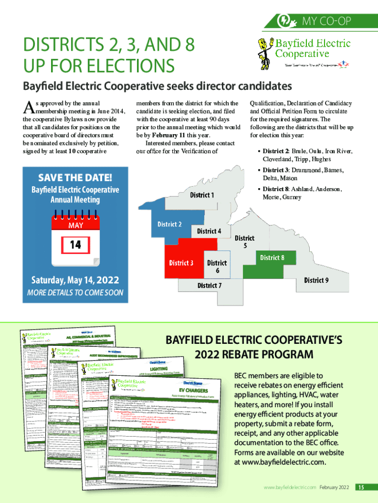 Fillable Online districts 1, 4, and 7 up for elections - Bayfield Electric Fax Email Print ...