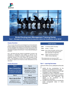 Fillable Online Strata Development Managament Training Series - Part 1 ...