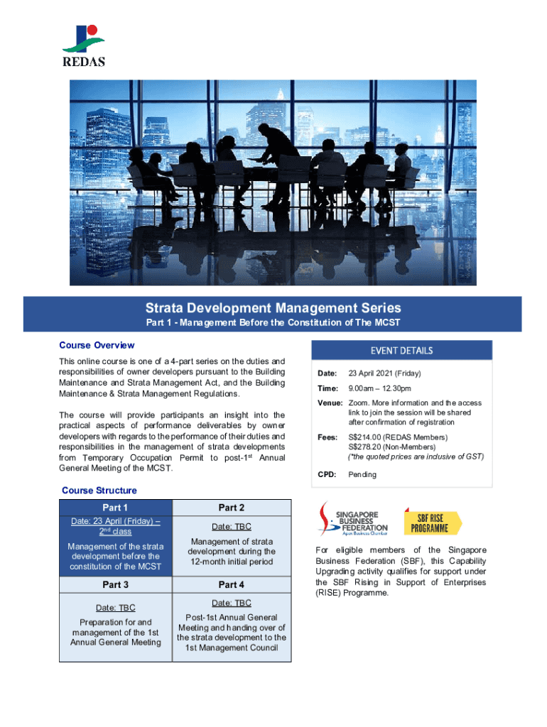 Fillable Online Strata Development Managament Training Series - Part 1 Brochureversion - (2nd ...