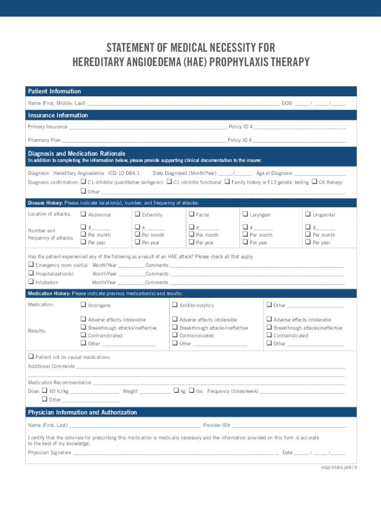 Fillable Online Hereditary Angioedema (HAE) Therapy Prior Authorization ...