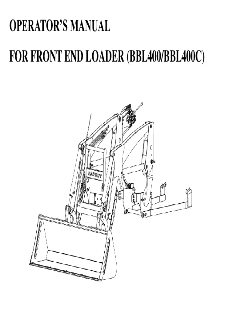 Fillable Online operator's manual for front end loader (bbl400/bbl400c ...