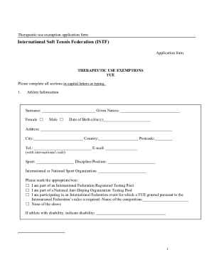 Fillable Online Therapeutic Use Exemption (TUE) Application Form - FEI Inside Fax Email Print ...