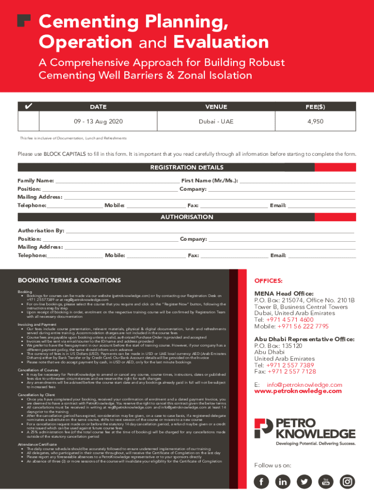 Fillable Online Primary Cementing in the well construction plan - 5 Days The ... Fax Email Print ...