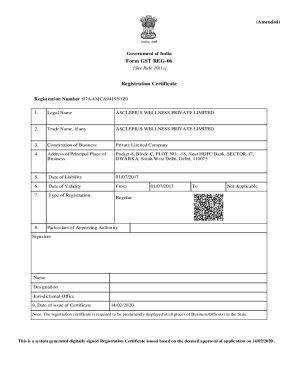 Fillable Online Form GST REG-06 Registration Certificate - Asclepius ...