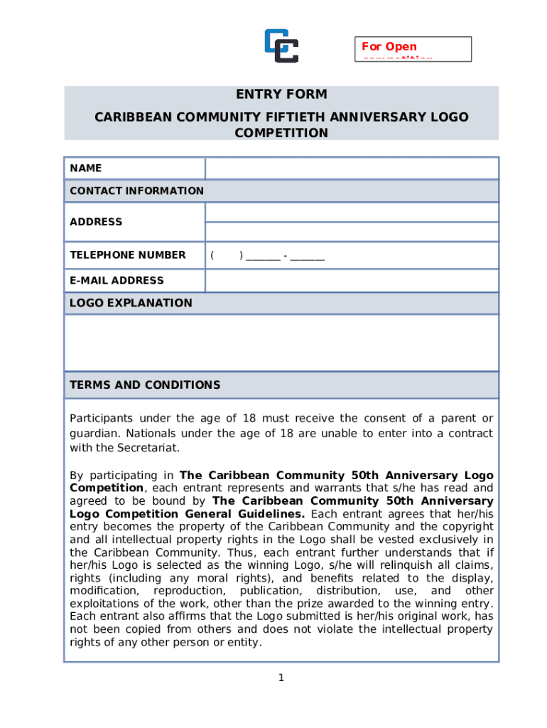 Draft CARICOM's 50 Anniversary Logo Competition General ... Doc ...