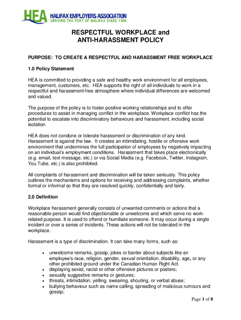 Fillable Online Supporting a Safe and Respectful Workplace at ...