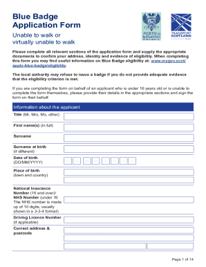 Fillable Online APPLICATION FOR A DISABLED PERSON'S BADGE Fax Email ...