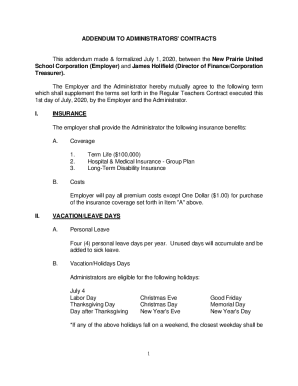 Fillable Online Addendum Administration Sample Clauses - Law Insider ...