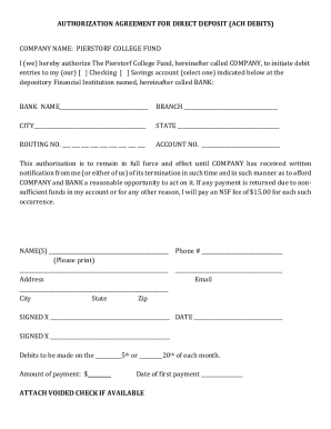 Fillable Online scsu foundation, inc. ach debit authorization form - donor ... Fax Email Print ...