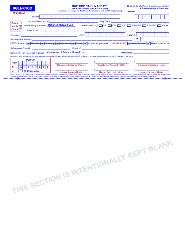 Fillable Online Reliance Tax Saver ELSS CAF Full Form ARN 39091 ...