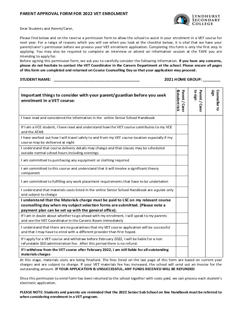 Fillable Online PARENT APPROVAL PROFORMA FOR Fax Email Print - pdfFiller