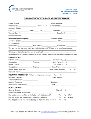 Fillable Online ADULT ORTHODONTIC PATIENT QUESTIONNAIRE Fax Email Print ...