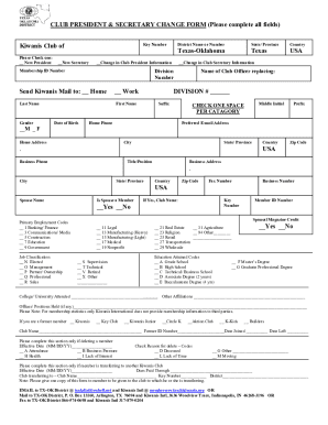 Fillable Online 00 PRES & SECY CHANGE FORM Fax Email Print - pdfFiller