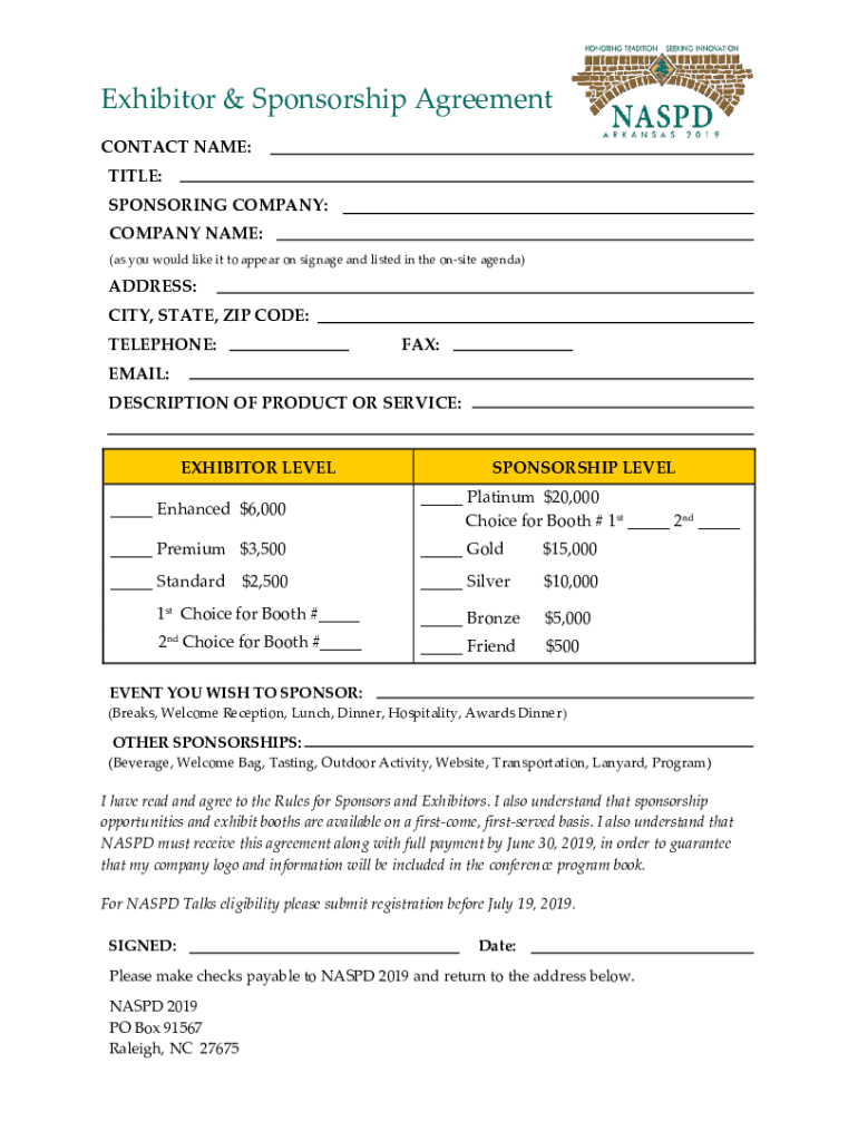 Fillable Online Exhibitor & Sponsorship Agreement Fax Email Print ...
