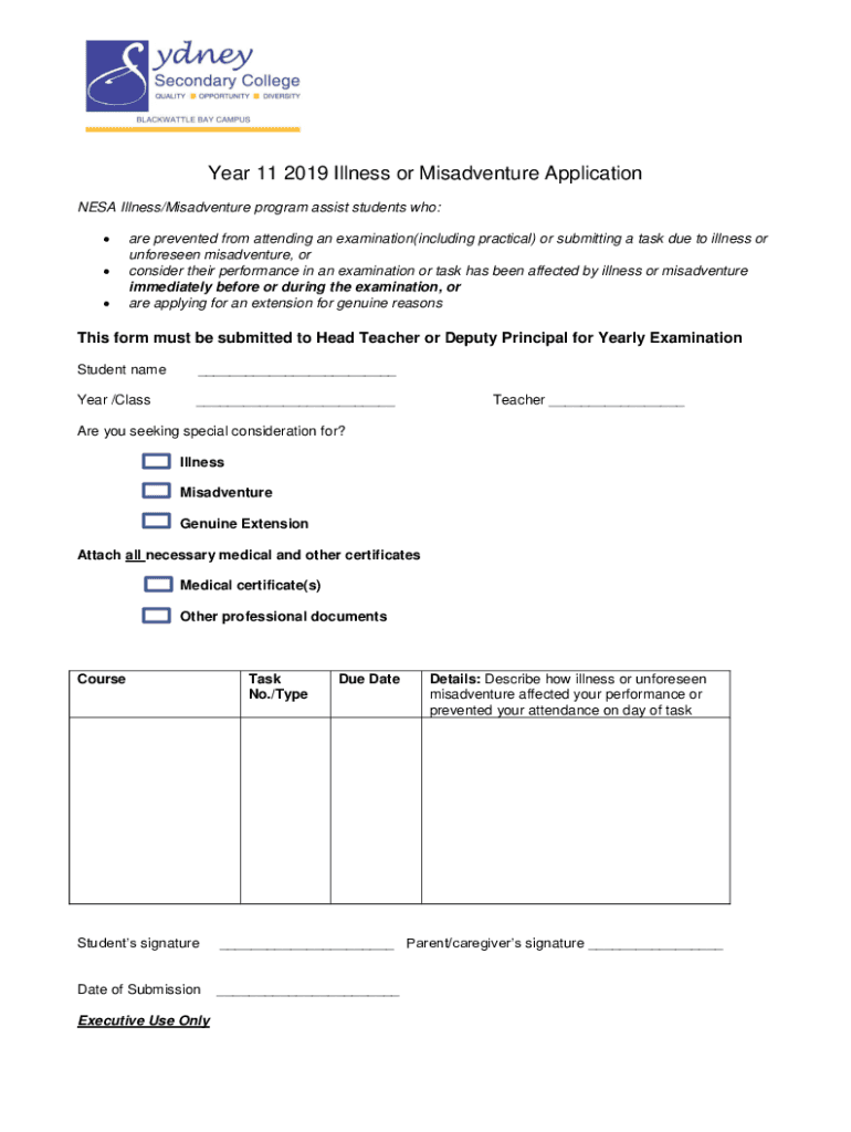 Fillable Online How to Apply For Special Consideration During Your HSC ...