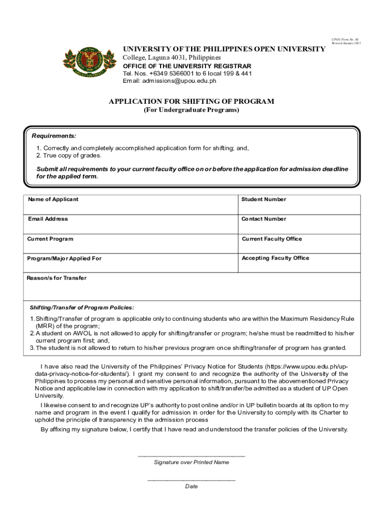 Fillable Online Downloadable Forms - UPOU Registrar Fax Email Print ...