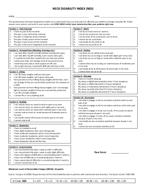 Fillable Online The association between neck pain, the Neck Disability ...