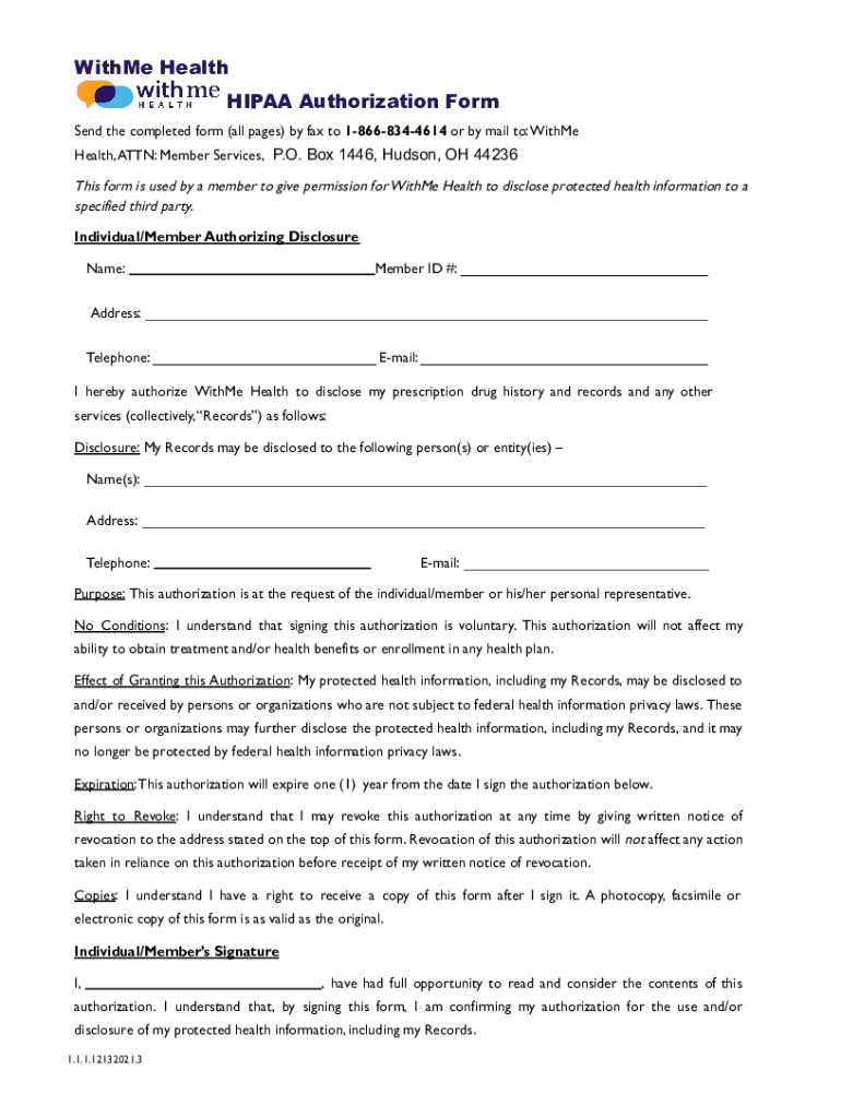 Fillable Online Prior Authorization Request Form - WithMe Health Fax ...