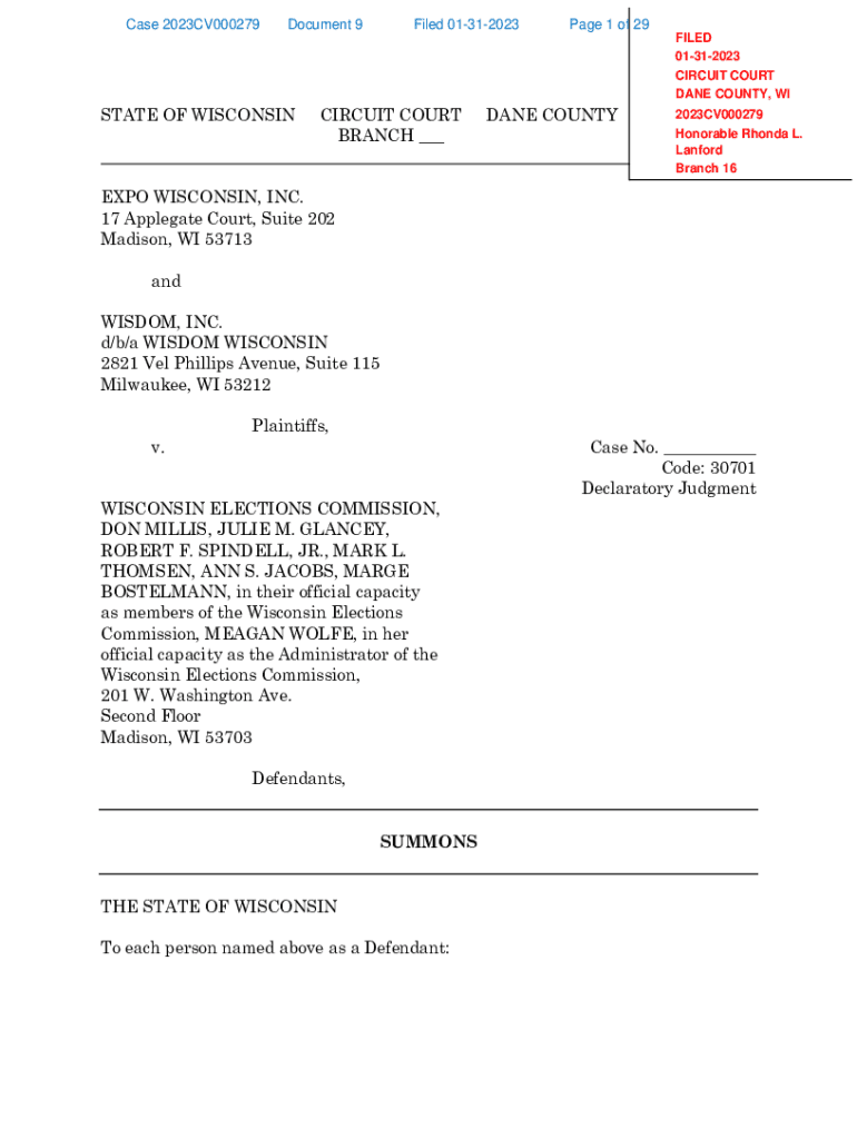 Fillable Online Judge Duty Schedule - Dane County Clerk of Courts Fax Email Print - pdfFiller