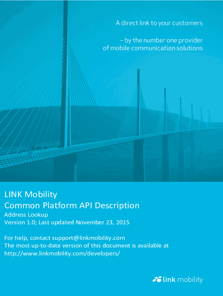 Fillable Online LINK Mobility Common Platform API Description Fax Email ...