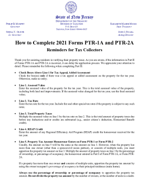 Fillable Online How to Complete 2021 Forms PTR-1A and PTR-2A Borough of ...
