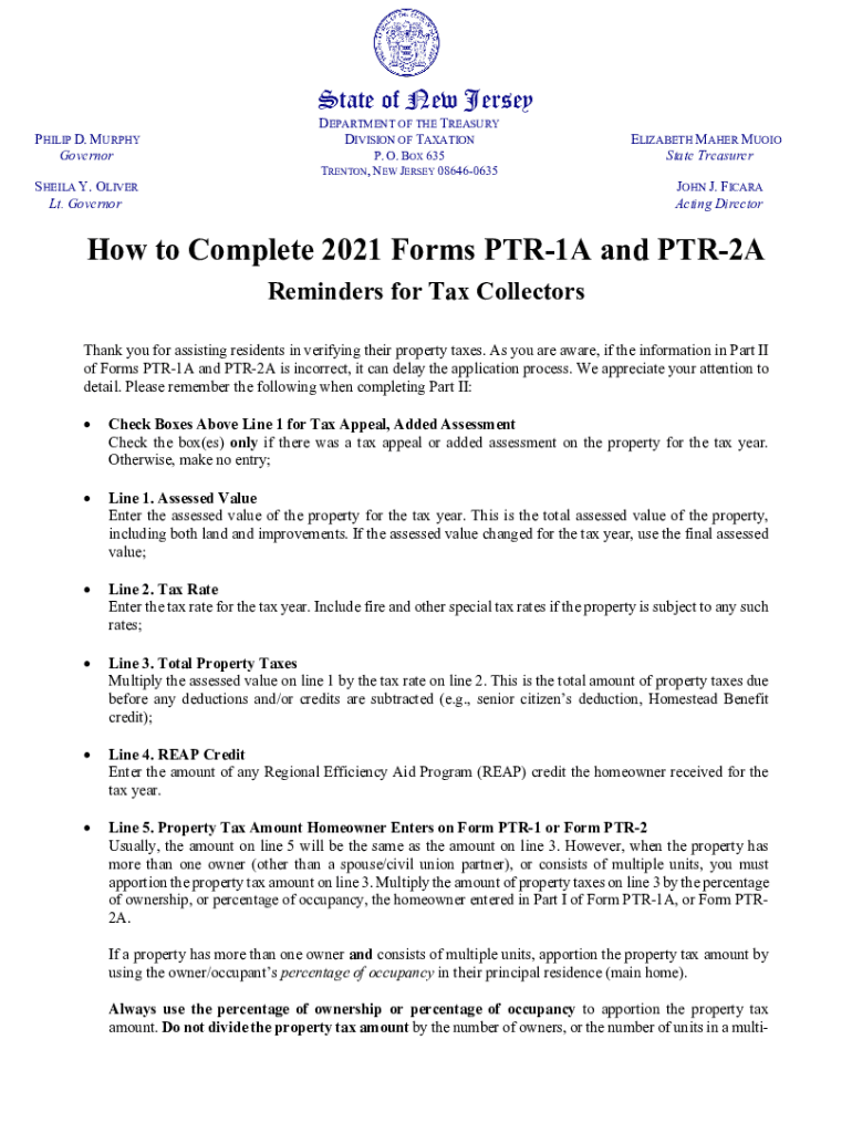 Fillable Online How to Complete 2021 Forms PTR-1A and PTR-2A Borough of ... Fax Email Print ...