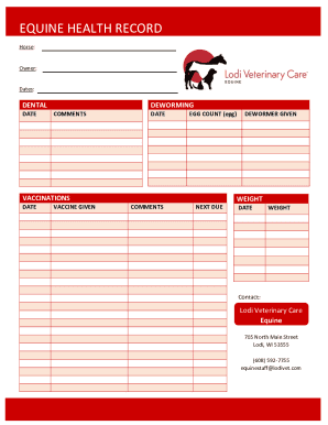 Fillable Online Electronic Vet - Online Equine Health Records Fax Email ...