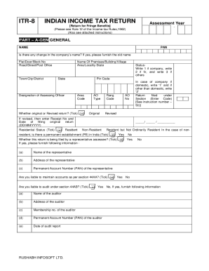 Fillable Online ITR-8 INDIAN INCOME TAX RETURN Fax Email Print - pdfFiller