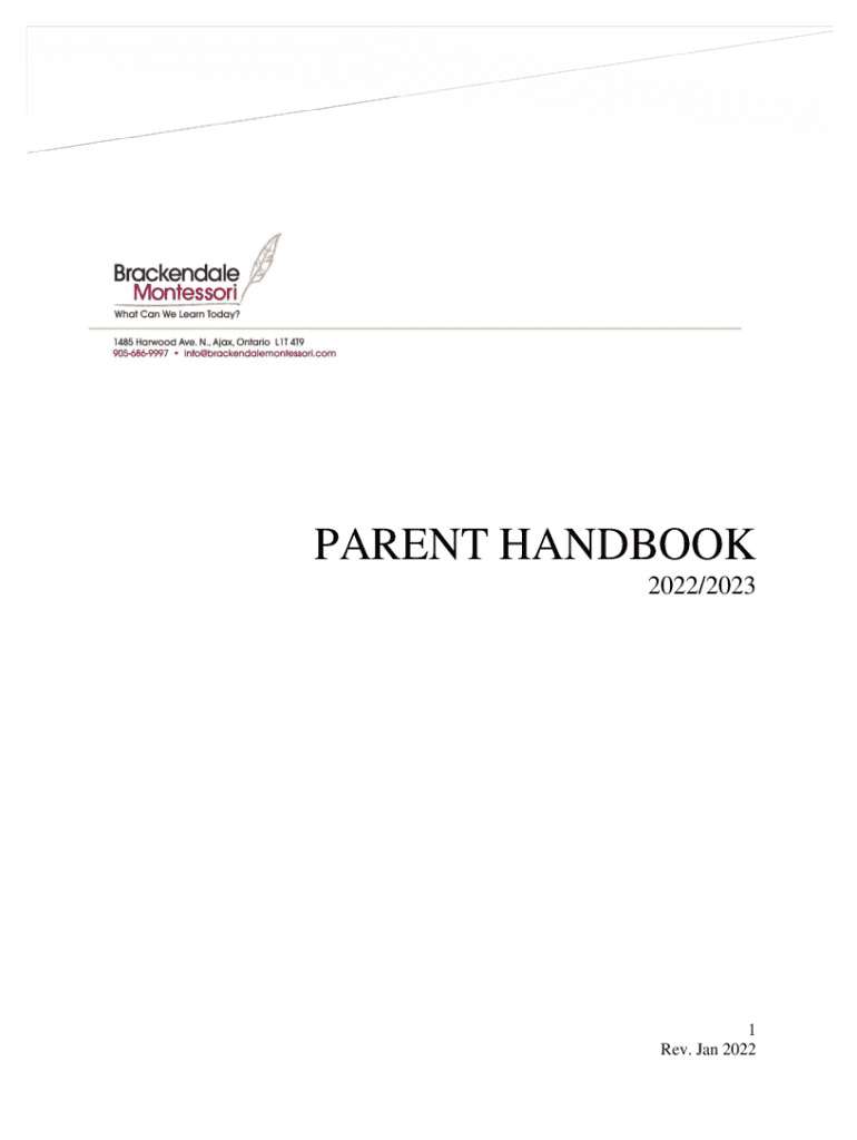 Fillable Online Parent Handbook - Community Montessori School Fax Email ...