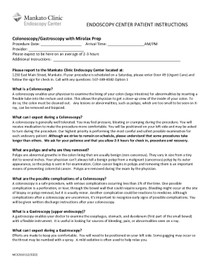 Fillable Online Colonoscopy Bowel Preparation Using MiraLAX & Gatorade ...
