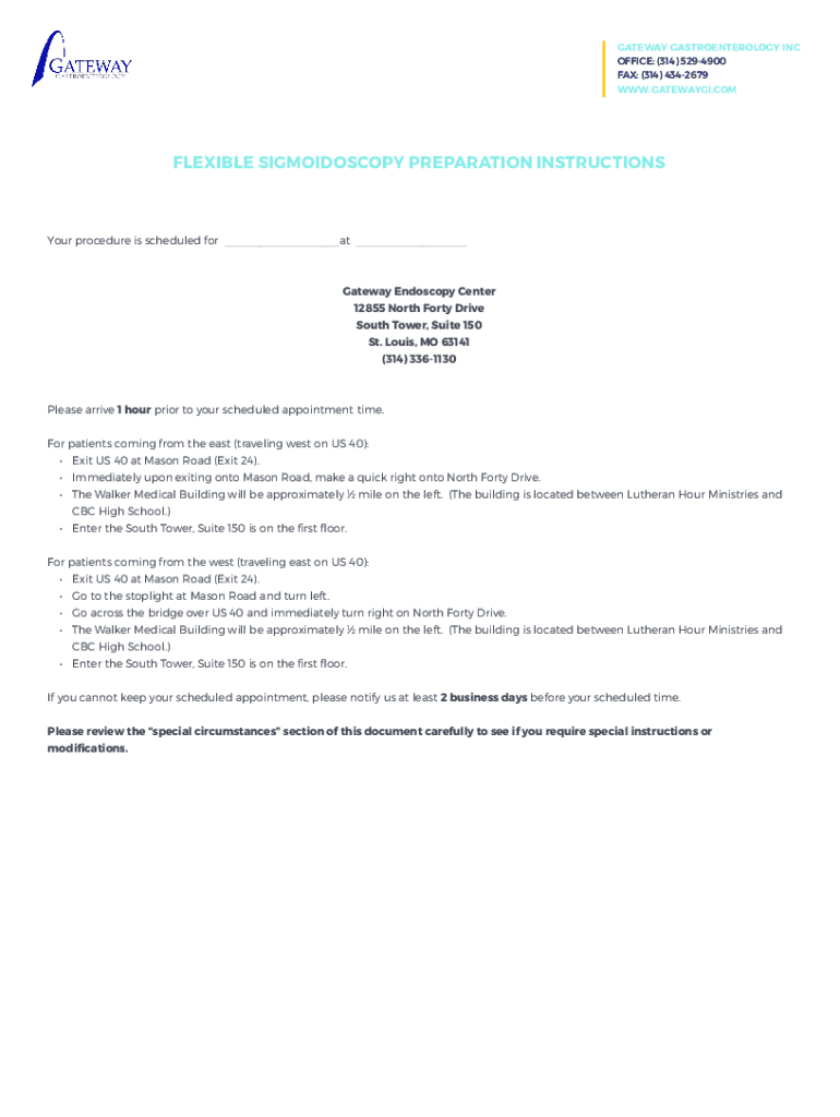 Fillable Online Flexible Sigmoidoscopy - Gastroenterology Group of ...