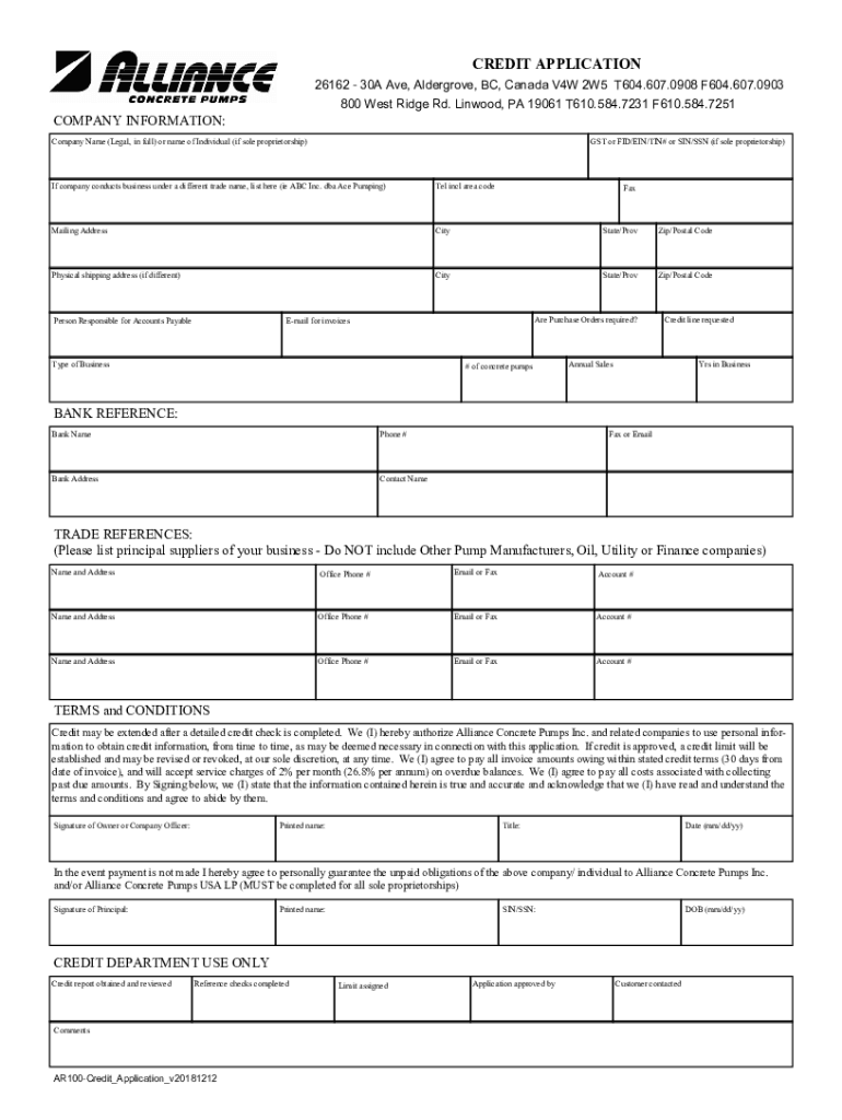 Fillable Online Alliance Concrete Pumps: A Leader In Concrete Pump ...