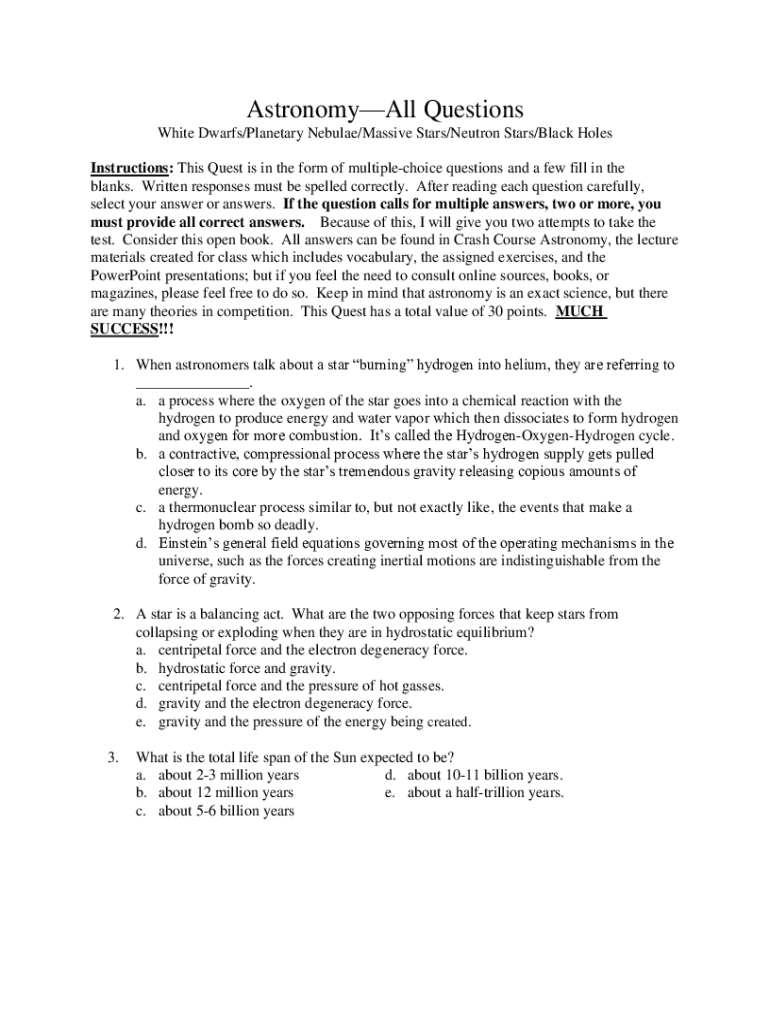 Fillable Online Astronomy multiple choice questions and answers pdf - JK-Sun Fax Email Print ...