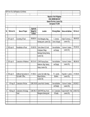 Fillable Online FDP Form 10a - Bid Results on Civil Works - Bais City ...