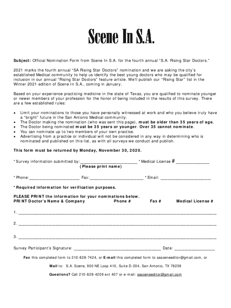 Fillable Online 2021 Rising Star Doc Survey Form.ADT Fax Email Print ...