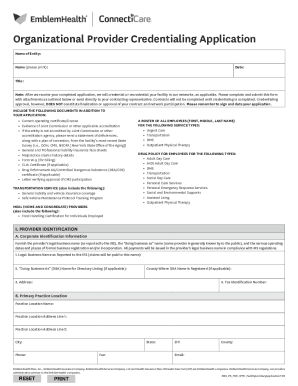 Fillable Online Organizational Provider Credentialing Application. Organizational Provider ...