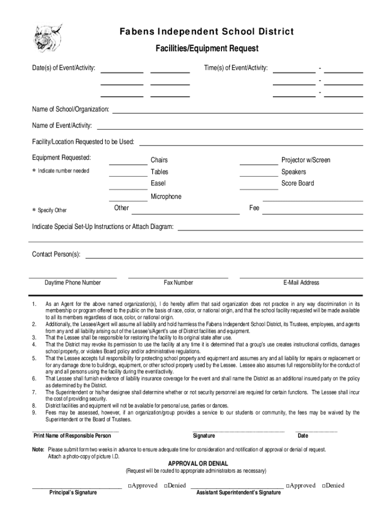 Fillable Online Facilities Request Form Fax Email Print - pdfFiller