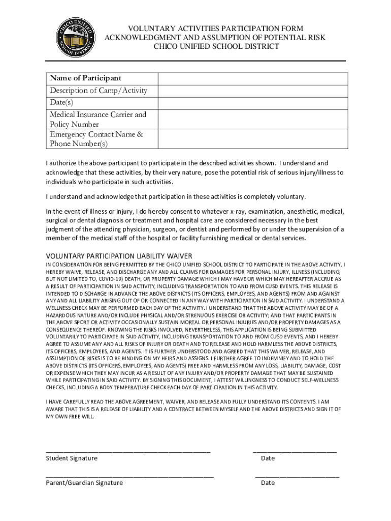 Fillable Online chs chicousd Sports Medical Release Form - Chico ...