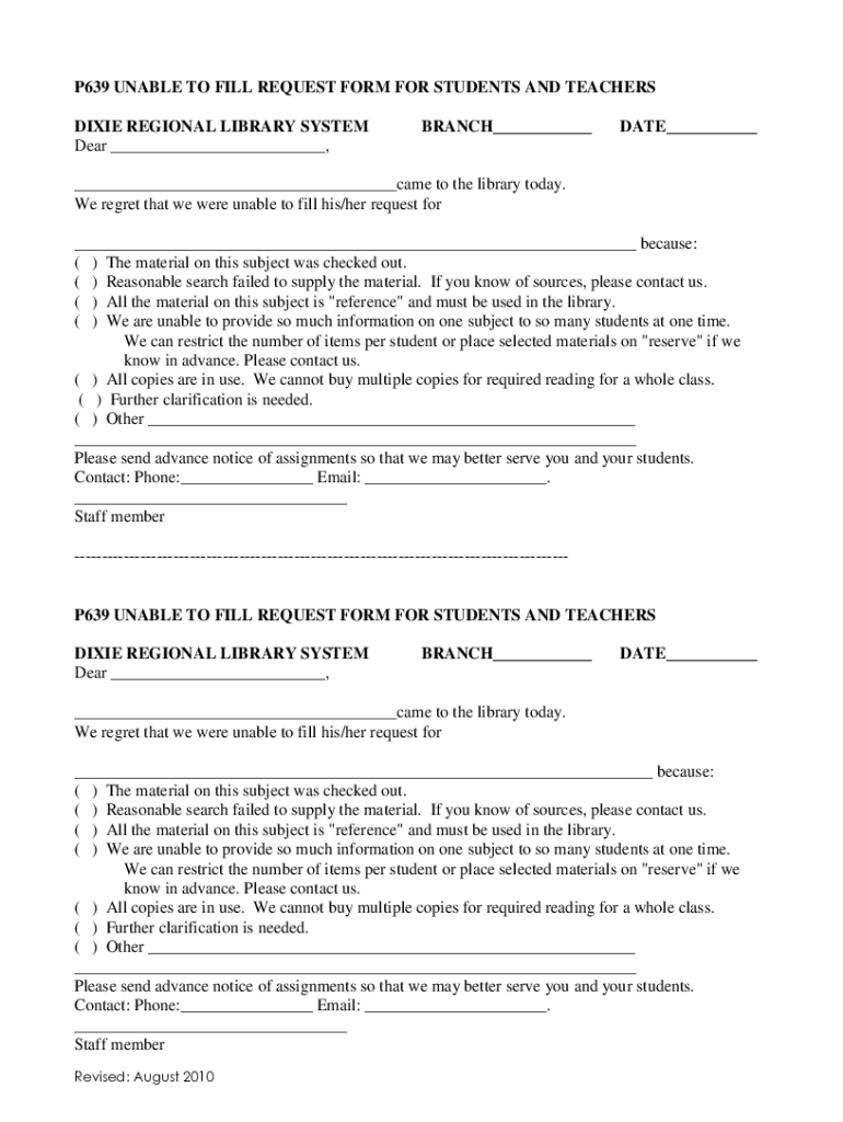 Fillable Online p639 unable to fill request form for students and ... Fillable Online p639 unable to fill request form for students and ...