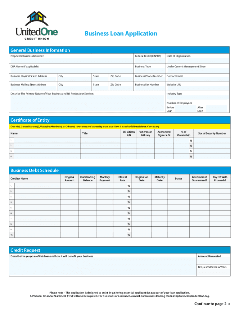 Fillable Online Business Loan Application - LGE Community Credit Union ...
