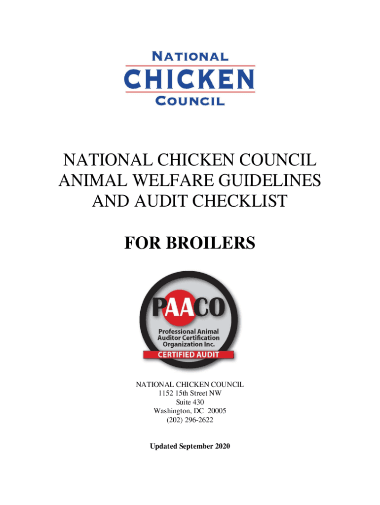 Fillable Online national chicken council animal welfare guidelines and ...