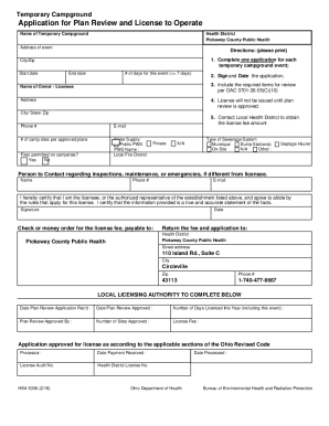 Fillable Online Application for Plan Review and License to Operate Fax ...