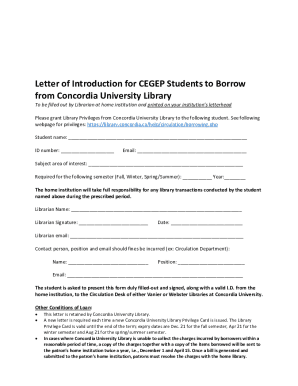 Fillable Online library concordia Letter of Introduction for CEGEP ...