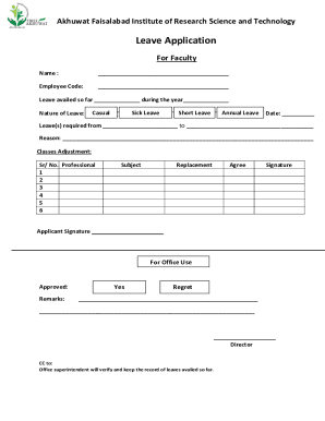 Fillable Online Leave Application - Akhuwat First Fax Email Print ...