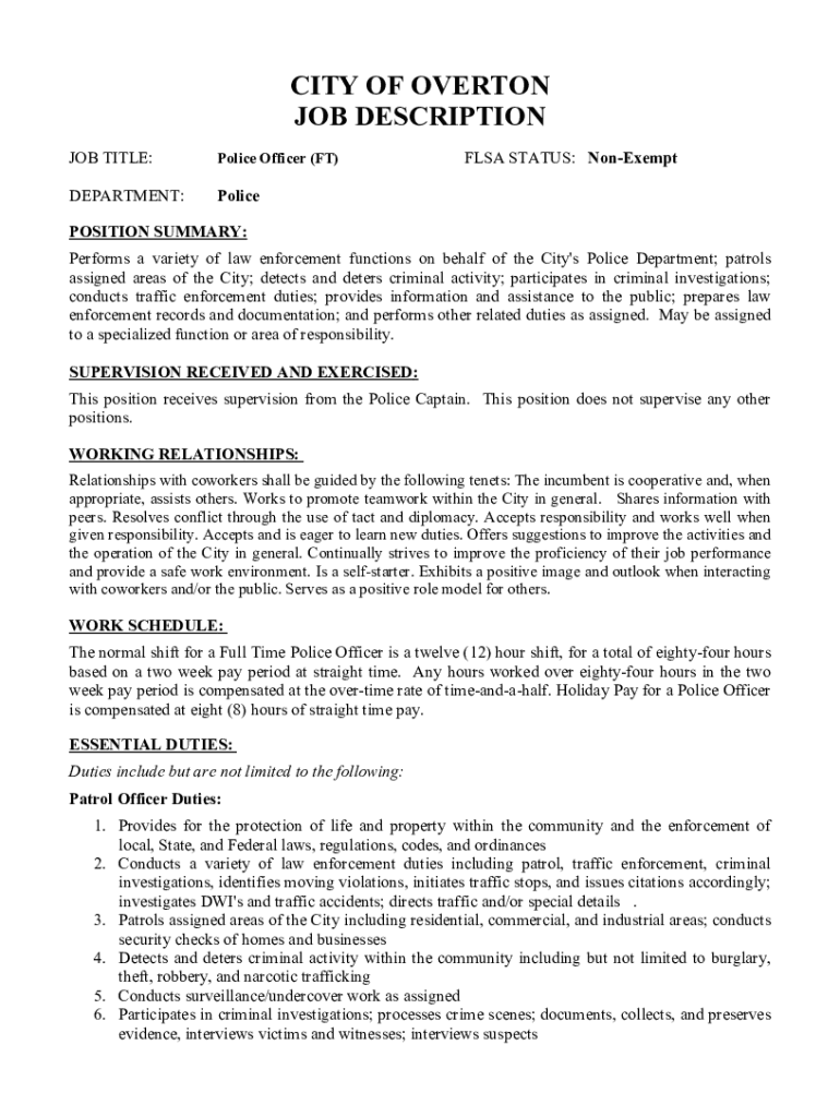 Fillable Online Overton Texas Police Officer Salary And Job ...